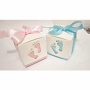 Since 50pcs Baby Shower Ribbon Favour Gift Candy Boxes Wedding Favors and Gifts for Wedding (Pink)