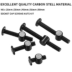 60 Pcs Crib Hardware Screws, Baby Bed Crib Screws Hardware Replacement Kit, Hex Socket Head Cap Crib Baby Bed Bolt and Barrel Nuts for Chair Cabinets Furniture Cots Cribs, M6x(20/30/40/50/60mm)