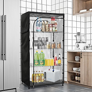 Sobana Waterproof Storage Shelf Cover,36 x 18 x 72 Inch Wire Shelving Rack Cover with Clear Front Panel,Dustproof Shelving Unit Cover (Cover only,Black)