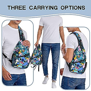 AIOUINBMO Stitch Sling Bag Cartoon Crossbody Sling Backpack Sling Bag Travel Hiking Chest Bag Daypack for Purses Shoulder Bag Gifts for Women Men