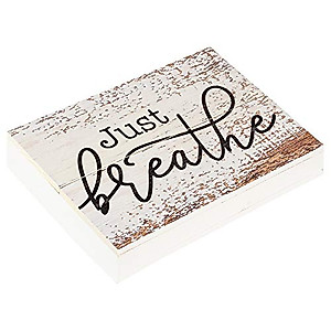 Just Breathe Whitewash 10 x 7 Wood Boxed Pallet Wall Plaque Sign