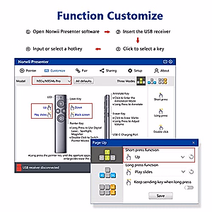 Norwii N95 Presentation Remote Designed for LED LCD Screen, Digital/Physical Laser Pointer & Air Mouse Presenter Pointer 3 Type Presenters, Support Highlighting Magnifier Timer