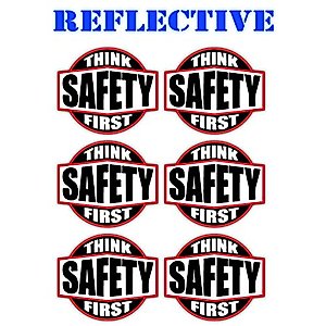 6 Pack | Reflective Think Safety First Hard Hat Stickers | Motorcycle | Welding Biker Helmet Decals | Laborer | Foreman | Welder, Lineman, Driller, Dredger, Construction Vinyl Decal