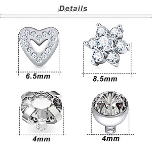 Ocptiy Dermal Piercing Jewelry Kit Dermal Tops 14G G23 Titanium Dermal Anchor Internally Threaded Dermal Replacement Piercing Tops Balls Jewelry Women Men