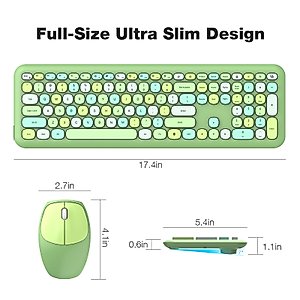 MOFII Wireless Keyboard and Mouse Combo Silent, Slim Compact 2.4G USB Full Size Wireless Mouse and Keyboard Combo, Cute 110 Keys Keyboard for PC, Notebook, MacBook, Tablet, Laptop, Windows System