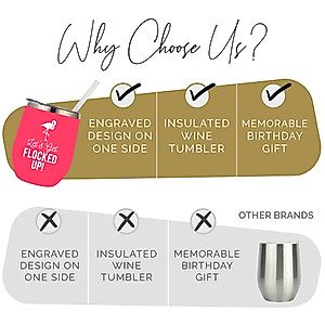 Let's Get Flocked UP! 12oz Flamingo Wine Tumbler With Lid and Straw, Flamingo Cup Perfect for Birthday Party, Bachelorette Party, and Bridal Shower Flamingo Wine Glass