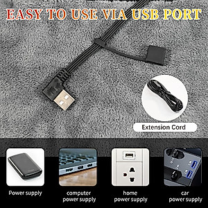 Ourea USB Heated Blanket, 50" x 60" Throw Portable, Soft Milk Velvet Electric Blanket Battery Operated with 3 Heating Levels, with USB Charger and Battery Pack, Machine Washable (Grey)