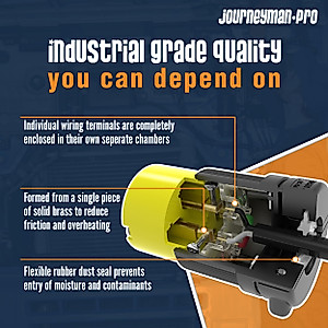 Journeyman-Pro 2713 30 Amp, 125/250 Volt, NEMA L14-30R, 3P, 4W, Locking Plug Connector, Black Industrial Grade, Grounding 7500 Watts Generator Rating (L14-30R (Female Plug))