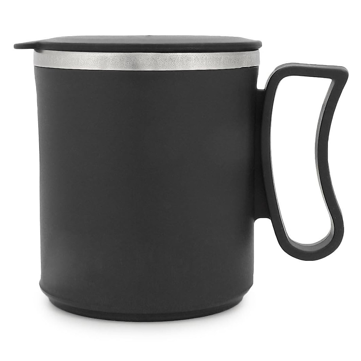 Dynore Stainless Steel Insulated 1 Pc Double Walled Plastic Covered Travel Tea/Coffee Mug with Lid- Black