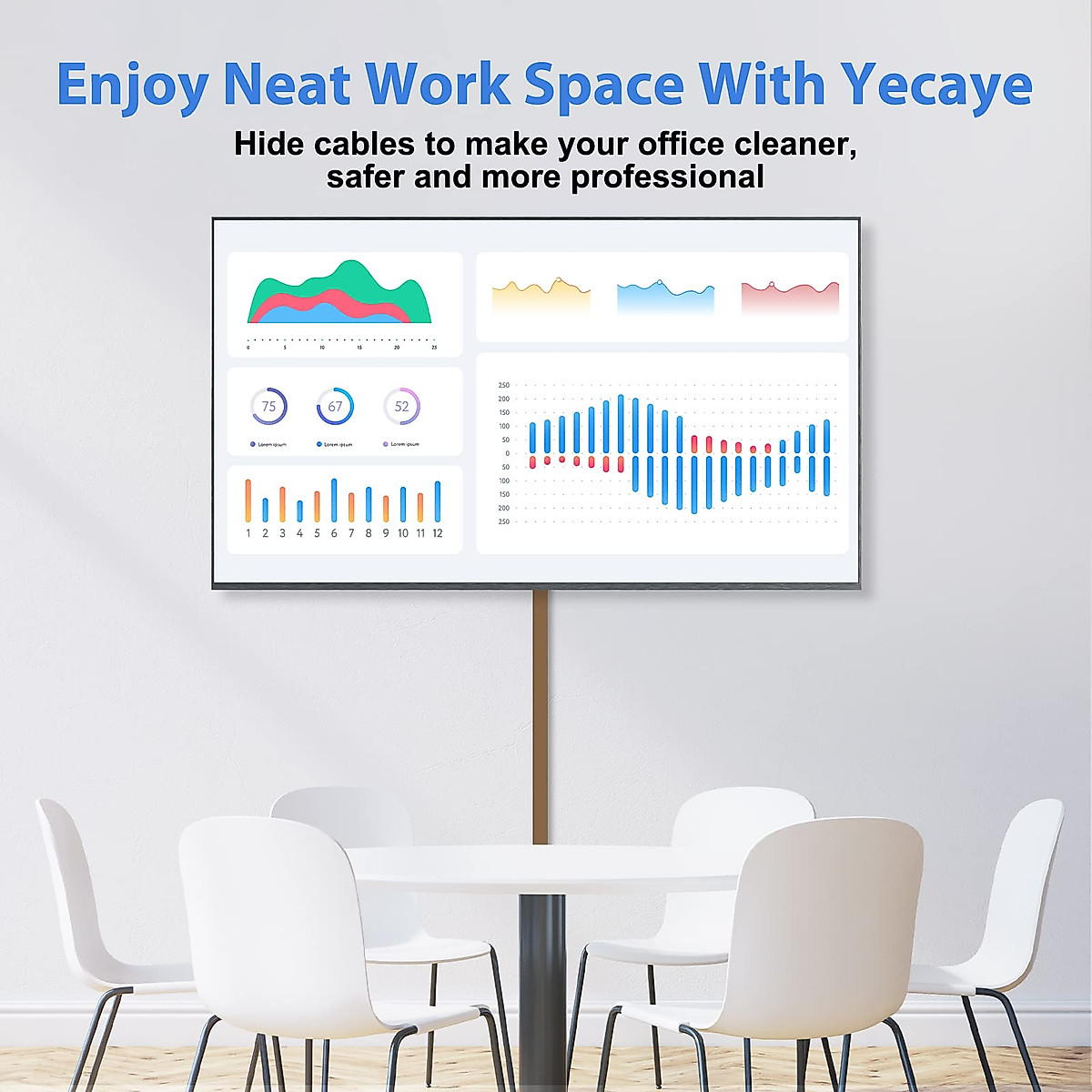 Yecaye 125in Brown Cord Hider - One-Cord Channel Cord Cover on Wall - Cable Management Kit - Wire Covers for Cords - Brown Cable Raceway - 8X L15.7in W0.59in H0.4in, CMC03 Brown