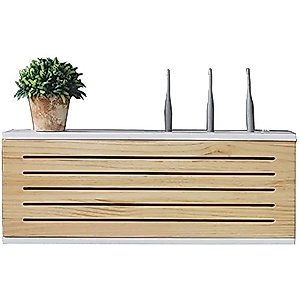 AVEEWA Wireless Router Storage Shelf Solid Wood Network Set-top Box Wall-Mounted Router Storage Box Socket Occlusion Box Wireless WiFi Router Shelf
