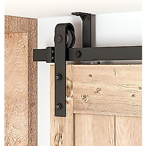 DIYHD 10FT Black Ceiling Mount Double Sliding Barn Door Hardware Rolling Barn Door Track Indoor Running Heavy Duty Rail