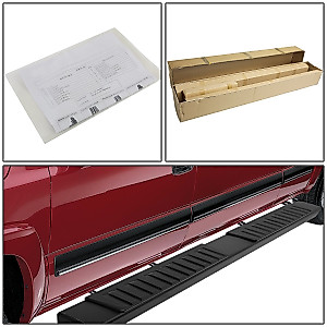 Auto Dynasty 6.7 Inches Running Boards Compatible with 2007-2019 Silverado Sierra 1500 2500HD 3500HD Crew Cab, Aluminum Black Powdered Side Steps, Nerf Bars