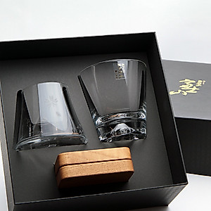 Mars Planning [Premium Gift Set] Tajima Glass Mount Fuji Base Fujisan Glass Set Fuji Glass / Fujisan Hoei Glass (Clear) / With Wooden Coaster