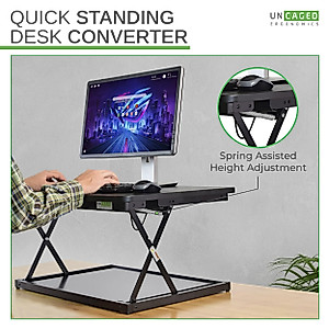 CHANGEdesk MINI Small Standing Desk Converter Height Adjustable Desktop Standing Desk Sit-to-Stand Up Desk Riser Laptop Standing Desk Converter, Black