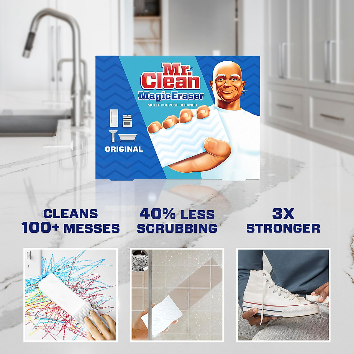 Mr. Clean Original Magic Eraser Cleaning Pads with Durafoam, 19 Count