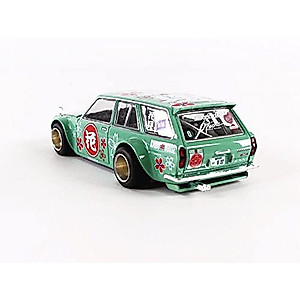 1971 Datsun 510 Wagon Hanami V1 Green (Designed by Jun Imai) Kaido House Special 1/64 Diecast Model Car by True Scale Miniatures KHMG013