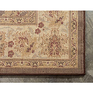 Unique Loom Voyage Collection Traditional Oriental Classic Intricate Design Area Rug, 7' 1" x 10' Rectangle, Brown/Cream