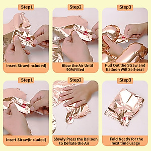 Accevo Rose Gold Happy Birthday Banner 16 Inch Foil Letters Balloons Happy Birthday Balloon for Kids, Child, Adults, Boys & Girls Birthday Decorations 3D Happy Birthday Balloons Sign Banner