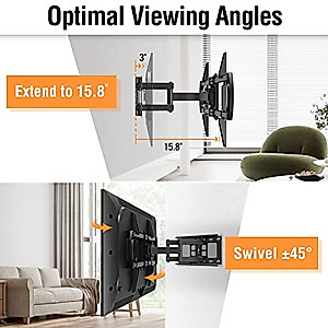ELIVED TV Wall Mount, for Most 37-75Inch Flat Screen TVs, Swivel and Tilt Full Motion TV Mount Bracket with Articulating Arms, Max VESA 600x400mm, 100 lbs. Loading, 8"-16" Wood Studs