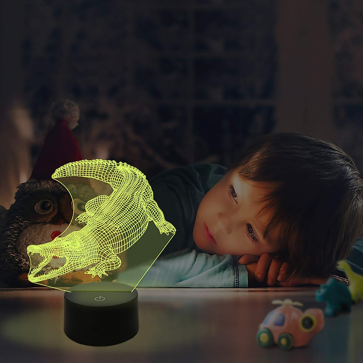 FULLOSUN Crocodile Gifts, 3D Alligator Night Light for Children with Remote Control, Timer, 16 Colors Changeable Christmas Birthday Gifts Suitable for Boys Aged Above 3, 4, 5, 6 +