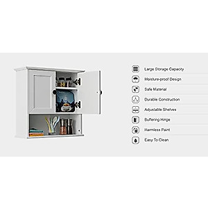 ZJWSRSST 23"x22 Bathroom Wall Cabinet Wooden Medicine Cabinet MDF Material Storage Organizer with Buffer Hinges; Adjustable Shelves Cupboard Storage Cabinet with Handles