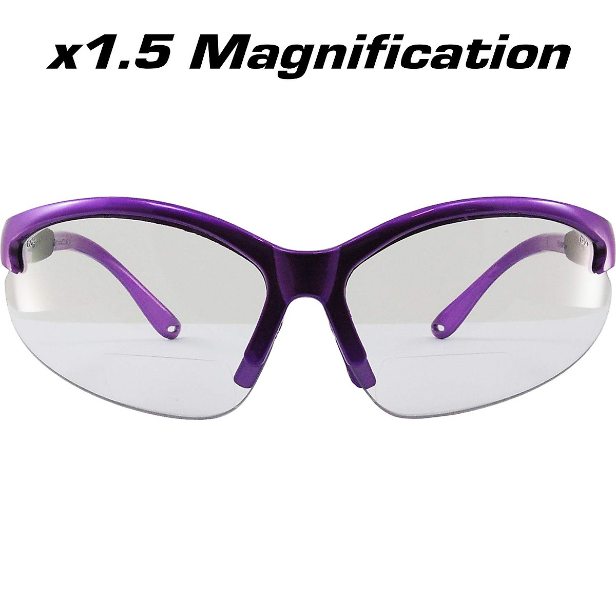 Birdz Eyewear Flamingo Women's Work Safety Glasses Bifocals Readers Purple Frame + 1.5 Magnification Clear Lenses