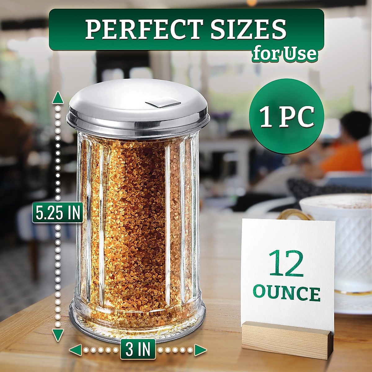 12 Oz Glass Sugar Dispenser with Pour Spout - Sugar Container with Lid Sugar Shaker Dispenser Sugar Jar with Lid Sugar Container for Coffee Bar Sugar Pourer Dispenser - Sugar Holder for Coffee Bar