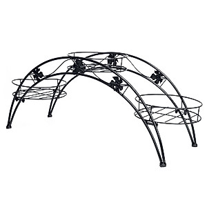 DAZONE Arch Metal Potted Plant Stand with 3 Holders Potted Plant Rack Organizer (Black)