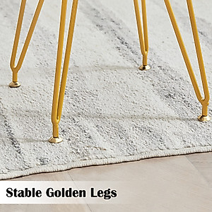 Square Velvet Vanity Stool, Upholstered Ottoman Foot Rest with Adjustable Metal Legs, Makeup Ottoman for Bedroom, Dressing Room, Living Room, Pink