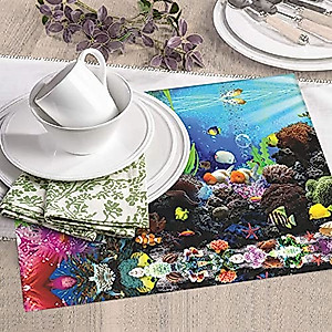 Marine Life Printed Drying Mat For Kitchen Ultra Absorbent Microfiber Dishes Drainer Mats Non-Slip Silicone Quick Dry Pad - 18 X 16inch