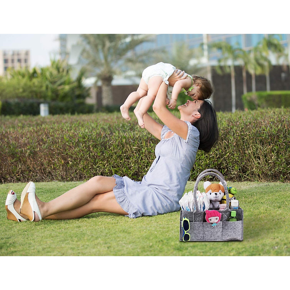 Nubblez Baby Diaper Caddy Organizer Portable Design Durable FELT Material - Multi-function Organizer