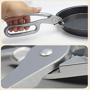 OBTANIM Heavy Duty Pizza Pan Gripper, Cast Aluminum Anti-Scald Baking Pan Gripper Clips Retriever Tongs for Lifting Hot Plate with Food Out from Microwave, Oven, Instant Pot, Air Fryer