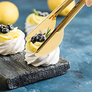 Keyoxy Gold Serving Utensils,17 Pcs Stainless Steel Serving Utensil with Serving Spoon,Slotted Spoons,Forks,Soup Ladle,Serving Tongs,Pie Server,Butter Knife Serving Utensils Set for Parties,Buffet