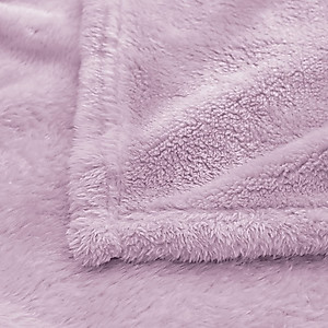 Exclusivo Mezcla Plush Fuzzy Fleece Throw Blanket Kids Size, Super Soft, Fluffy and Warm Blankets for Couch, Bed, All Season Use (40x50 inches, Light Purple)