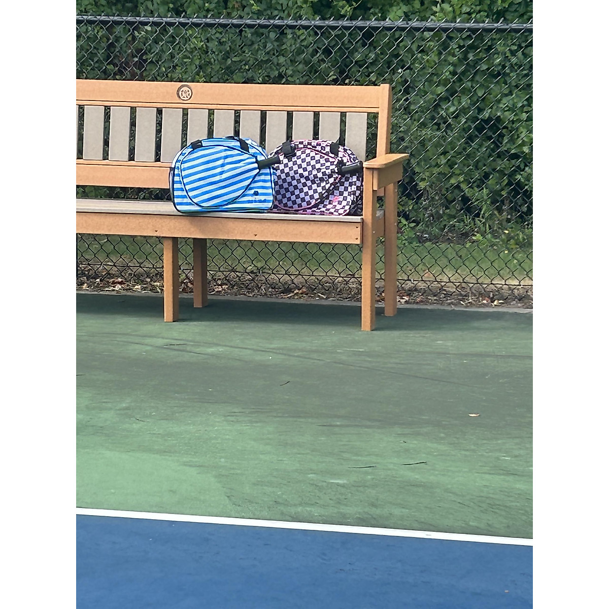 Pik’le’Ball Women's Pickleball Sport Tote Bag - Stylish, Durable Design with Paddle Pocket, Stylish Stripe Blue