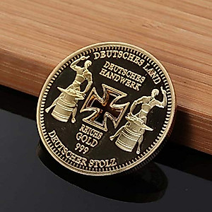 Amosfun German Imperial Bank Gold-Plated Commemorative Coins Germany Cross Eagle Challenges Coin Collectibles