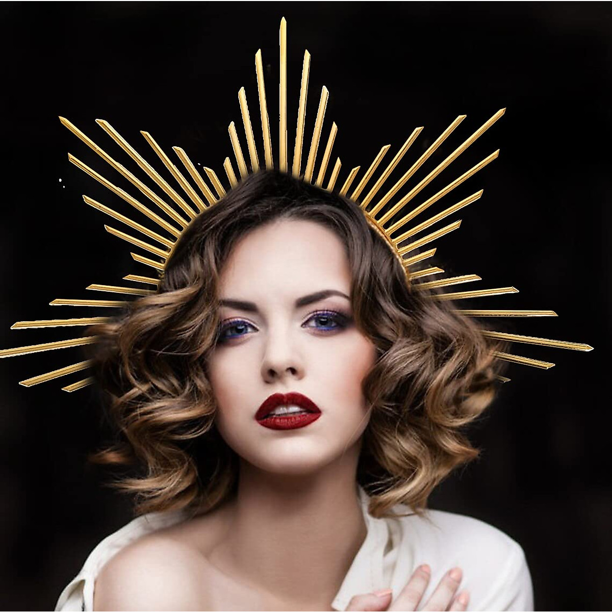 JPXH Women’s Mary Halo Crown Zip Tie Spiked Halo Crown Headpiece Goddess for Halloween