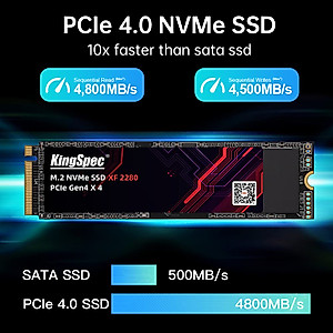KingSpec 1TB PCIe4.0 NVMe SSD, M.2 2280 SSD 3D NAND Flash- Read Speed up to 4800MB/s, Compatible with PS5 / Desktop/Laptop