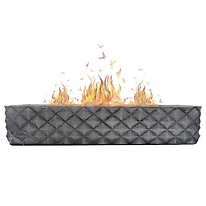 ROUNDFIRE Large Rectangle Tabletop Fire Pit - Portable Bioethanol Fireplace for Indoor & Garden (Faceted Finish)