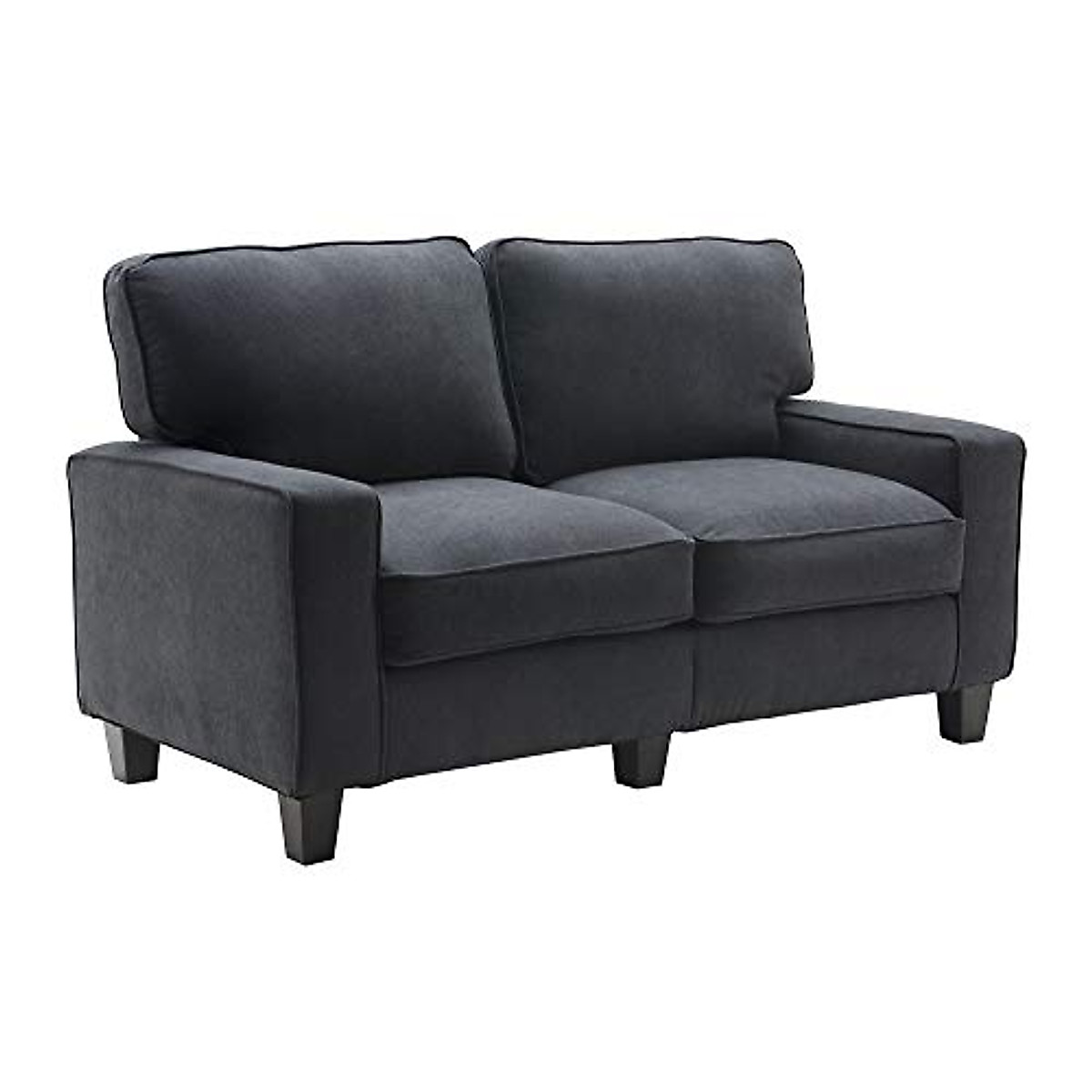 Serta Palisades Upholstered Sofas for Living Room Modern Design Couch, Straight Arms, Soft Fabric Upholstery, Tool-Free Assembly, 61" Loveseat, Charcoal