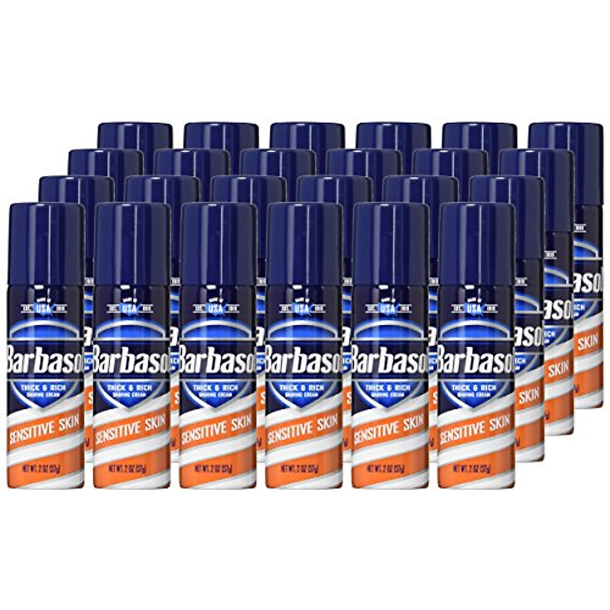 Barbasol Sensitive Skin Thick and Rich Shaving Cream for Men, Travel Size, TSA Approved, 2 oz. (Pack of 24)