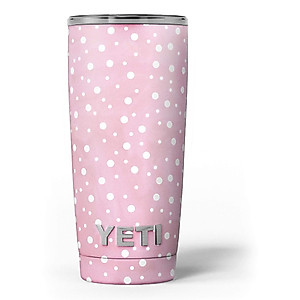 Design Skinz The Pink Watercolor Surface with White Polka Dots - Skin Decal Vinyl Wrap Kit compatible with the Yeti Rambler Cooler Tumbler Cups