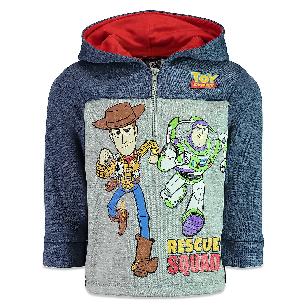 Disney Pixar Toy Story Woody Buzz Lightyear Toddler Boys Fleece Half Zip Hoodie 4T