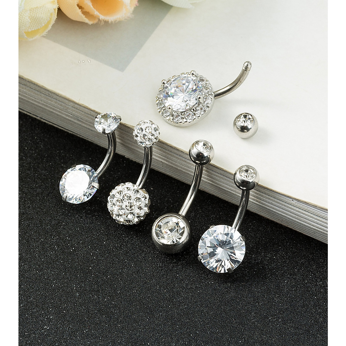 REVOLIA 14G Stainless Steel Belly Button Rings for Women Navel Rings CZ Body Piercing