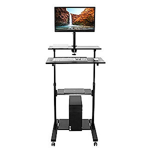 Mount-It Mobile Stand Up Desk / Height Adjustable Computer Work Station Rolling Presentation Cart With Monitor Arm (MI-7942B), Black