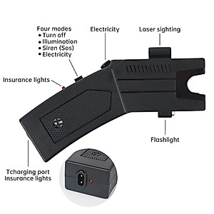 Outdoor Rechargeable Stun Gun Self-Defense Tools for Women Or Men. Portable LED Flashlight (Black)