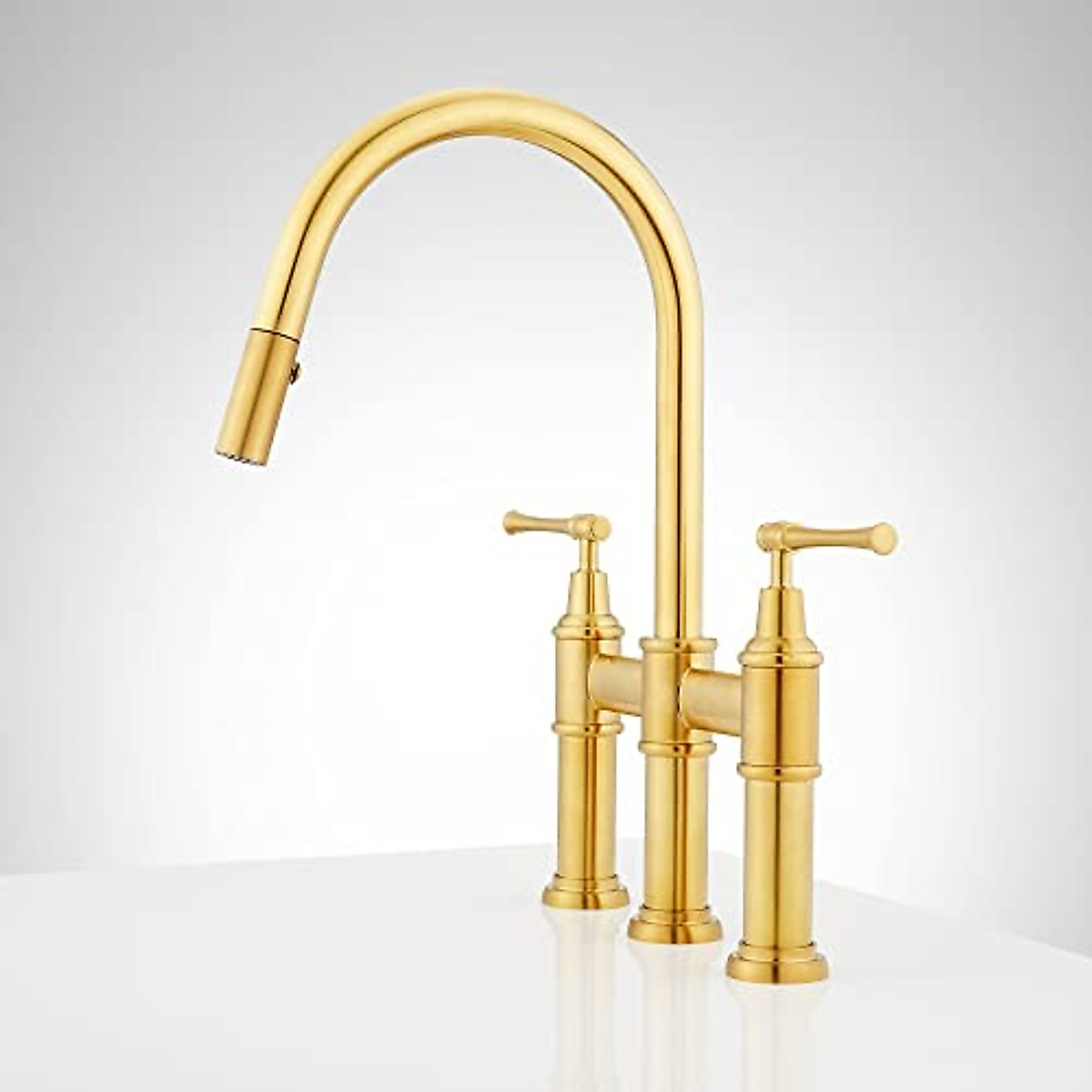 Signature Hardware 950466 Hurston 1.8 GPM Double Handle Bridge Pull-Down Kitchen Faucet