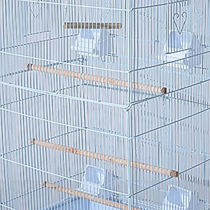 PawHut 63" Metal Indoor Bird Cage Starter Kit With Detachable Rolling Stand, Storage Basket, And Accessories, White