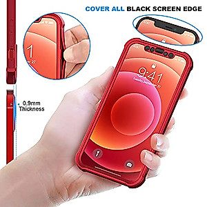 Designed for iPhone 12 Mini Case, ORETech Compatible with iPhone 12 Mini Case with [2 x Tempered Glass Screen Protector]360° Full Body Protection Hard PC TPU Slim Case for iPhone 12 Mini Case 5.4"Red